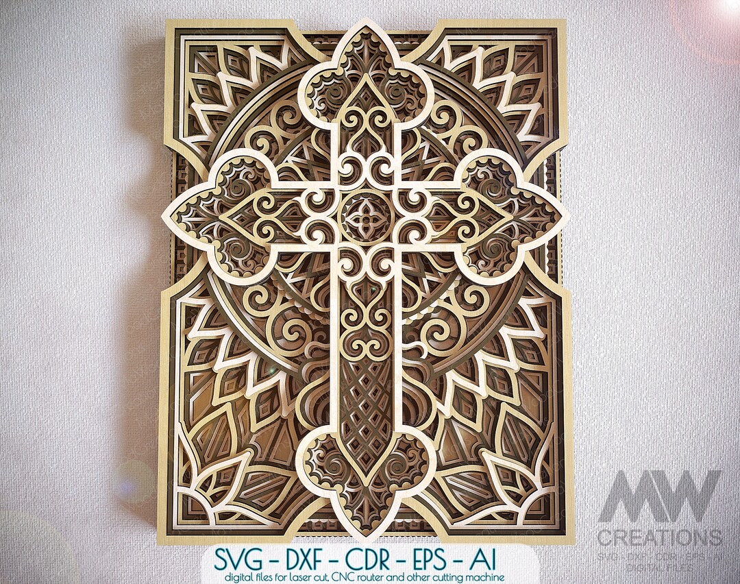 Laser Cut Cross Svg Dxf, Religious Cross SVG, Multilayer Cross, 3D SVG ...