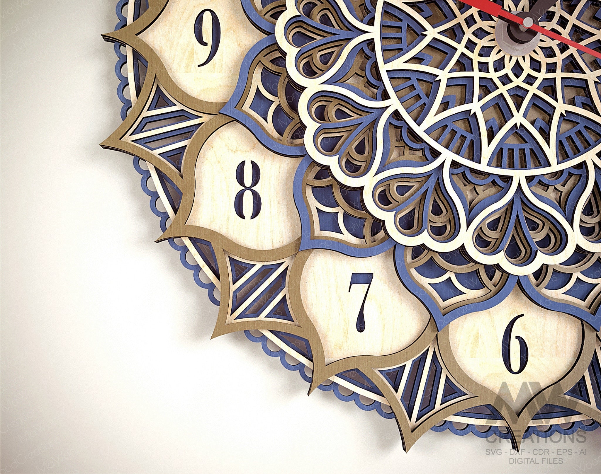 5 Layer Clock Svg Mandala Clock SVG Dxf Laser Cut Clock - Etsy