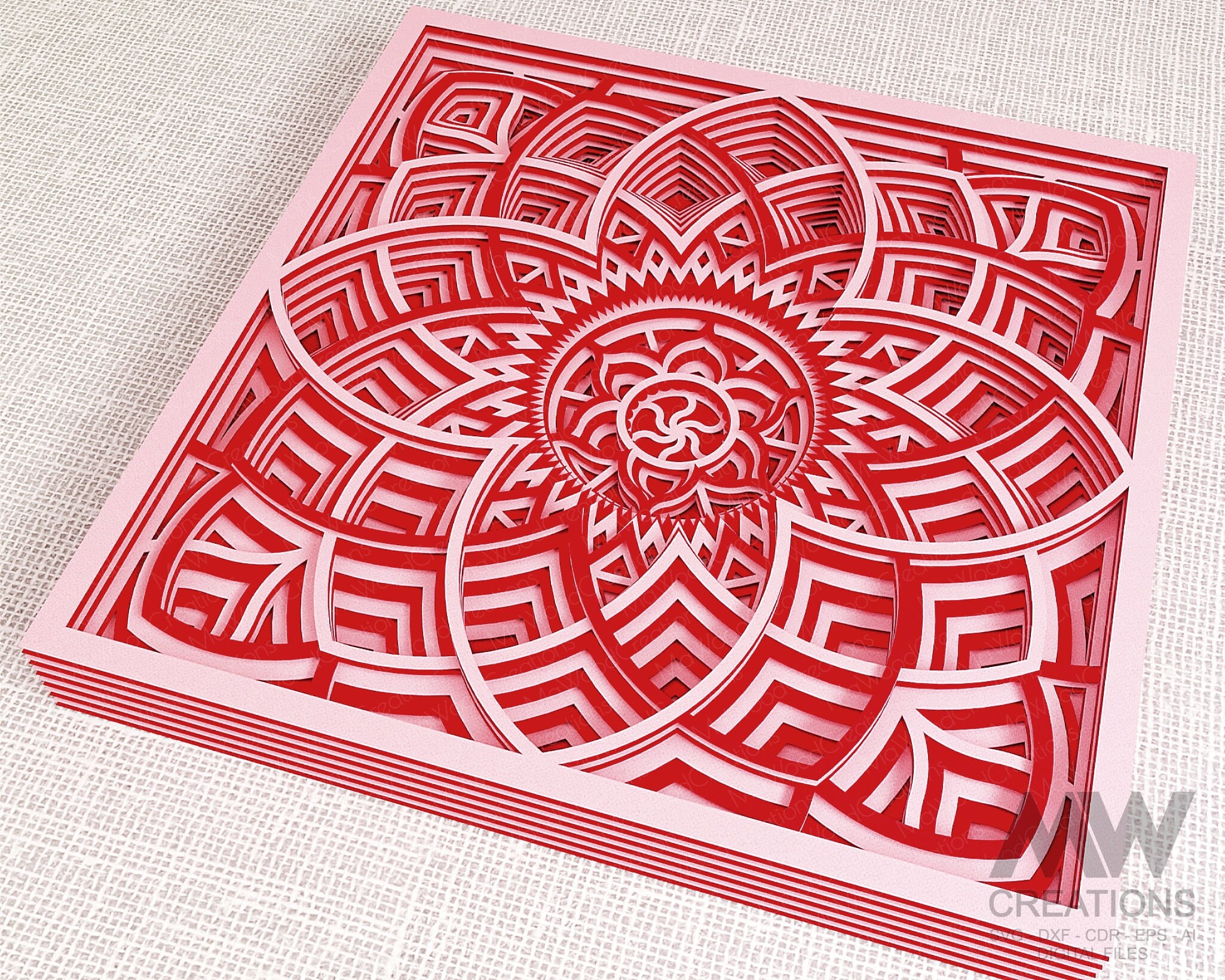 3D Layer Mandala SVG Flower Mandala Paper Cutting Template - Etsy