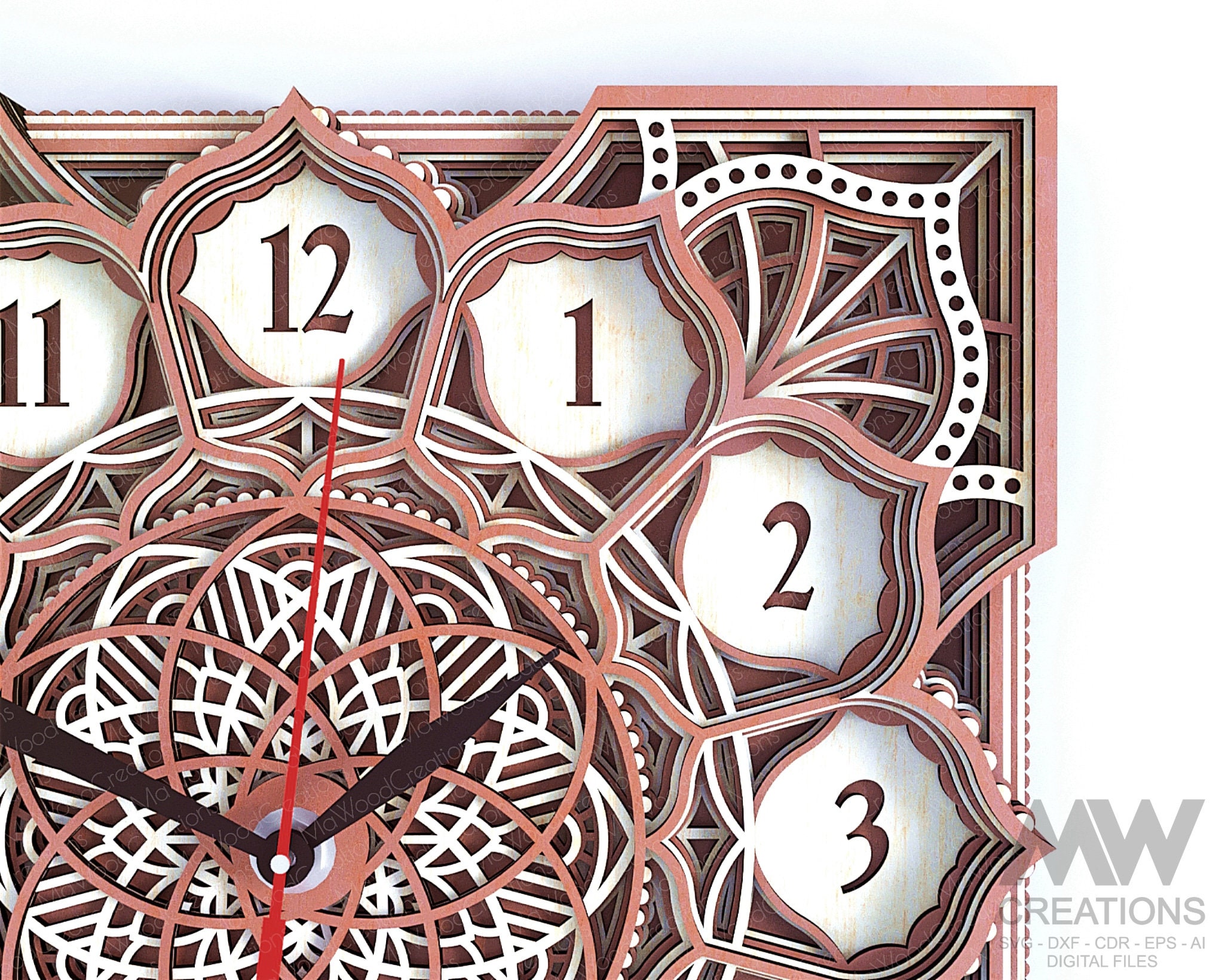 Multi Layer Clock Svg Mandala Clock SVG Dxf Laser Cut Clock - Etsy
