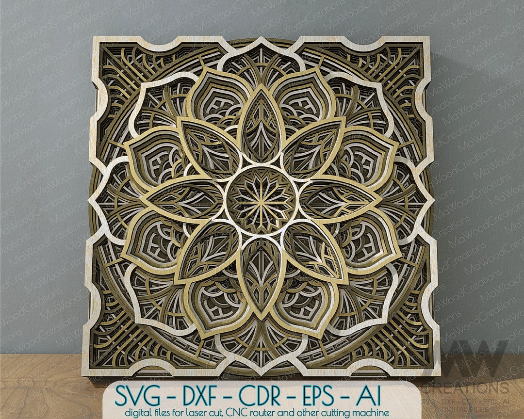 Laser Cut Mandala Multi Layer Svg Dxf 3d Layer Mandala Svg Files For
