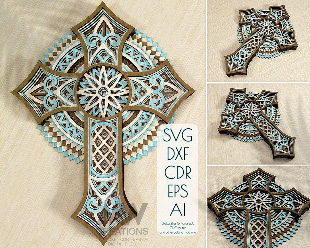 3d Layer Cross SVG for Cricut, Glowforge Mandala Cross, Religious ...