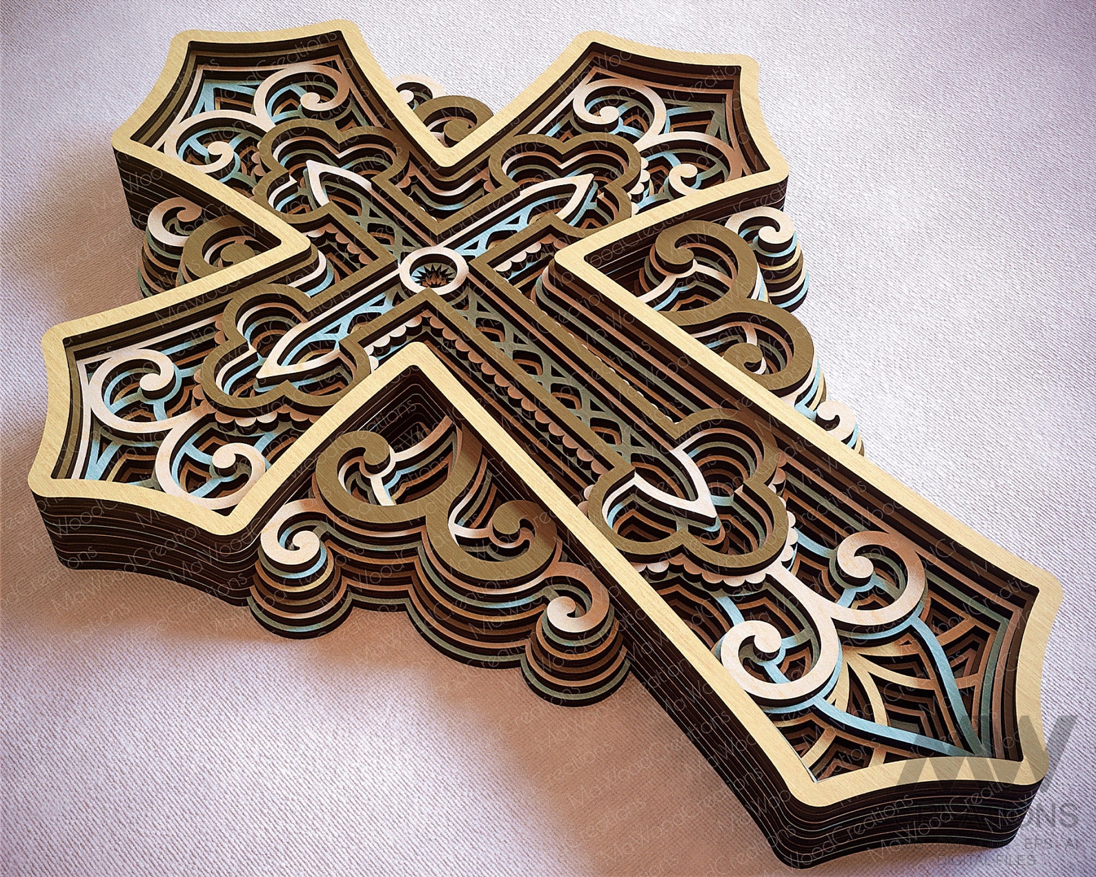 Laser Cut Cross SVG for Cricut, Glowforge Cross Svg, Multilayer Mandala ...