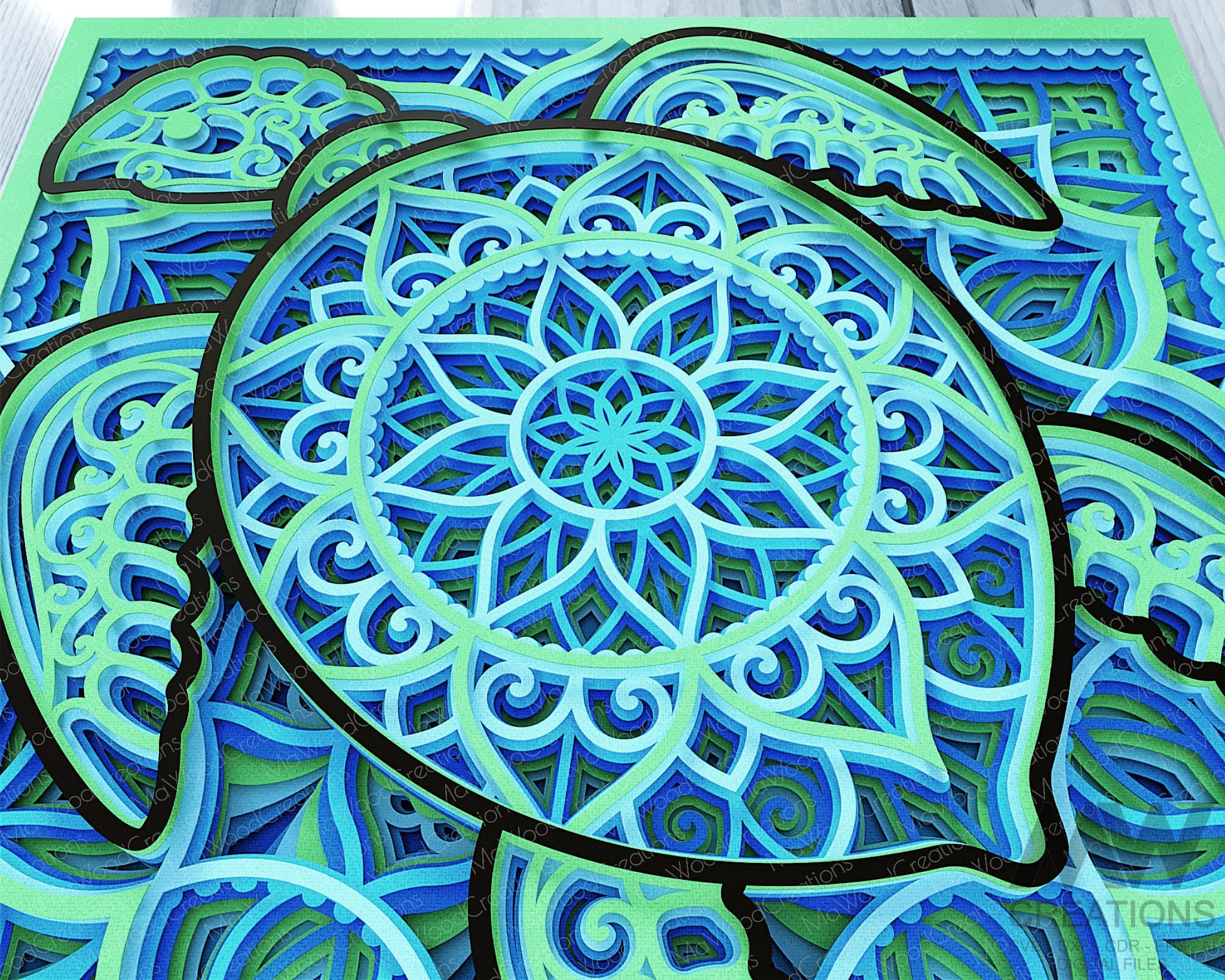 Layered Turtle Mandala SVG Dxf 3D Turtle Svg Multi-layer - Etsy