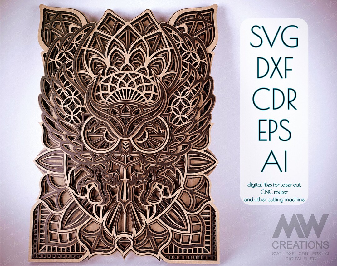 Laser Cut Owl Mandala SVG Dxf, 3d Layer Owl Mandala SVG, Multi-layer ...