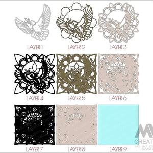 Laser Cut Rock Dove Mandala SVG Dxf, 3D Svg Pigeon Mandala, Glowforge ...