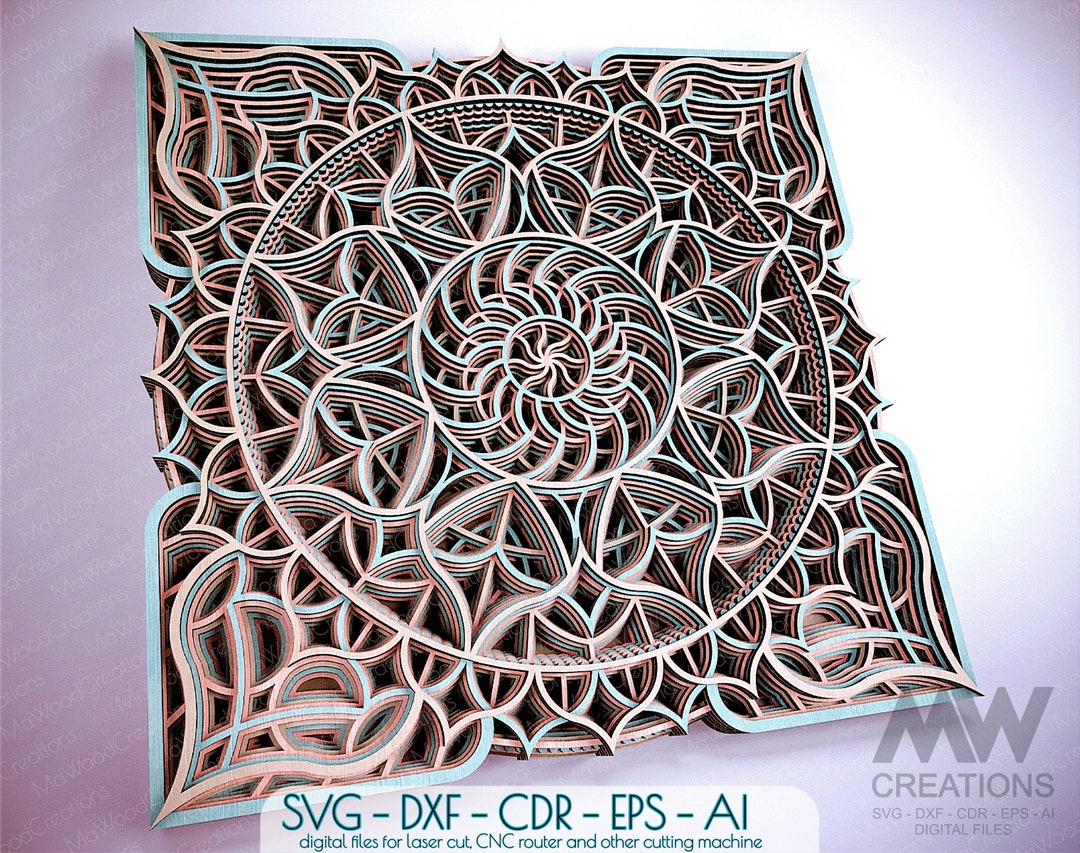 3D SVG Mandala, Glowforge Svg Layer Mandala, Multilayer Mandala SVG Dxf ...