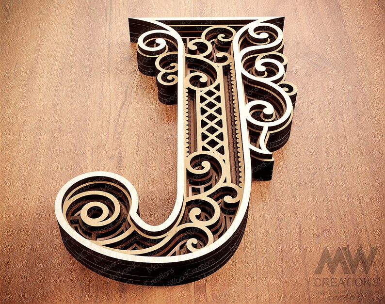 Layered Letter J Layered Letters SVG Multi Layer Letters - Etsy