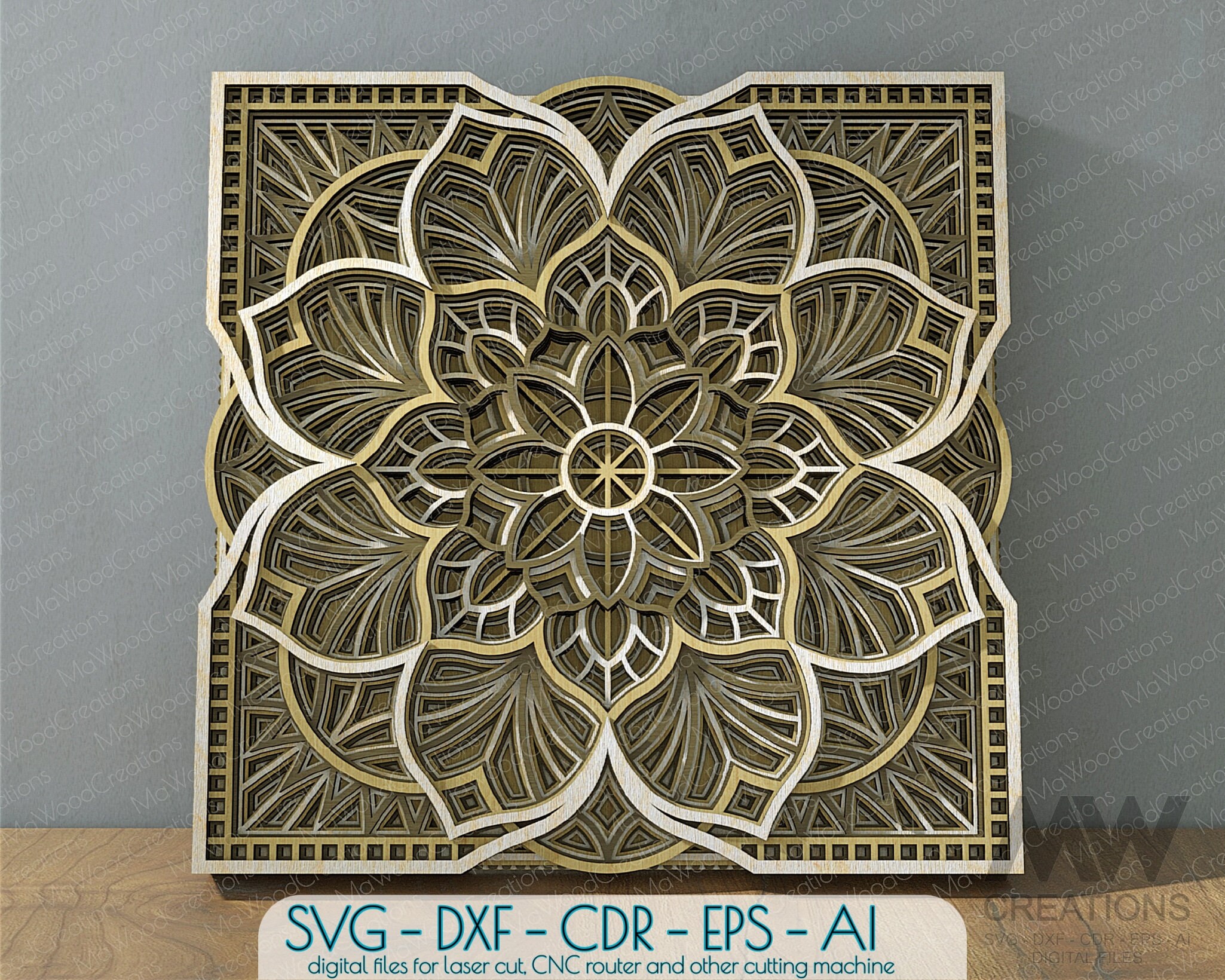 Multilayer Laser Cut Mandala SVG DXF 3D Layer Mandala SVG - Etsy