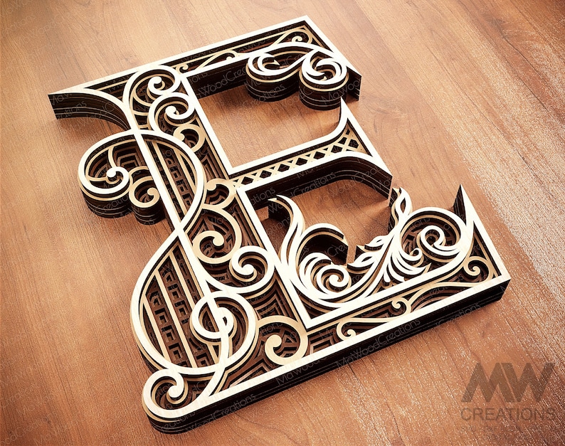 Layered Letter E Layered Letters SVG Multi Layer Letters - Etsy