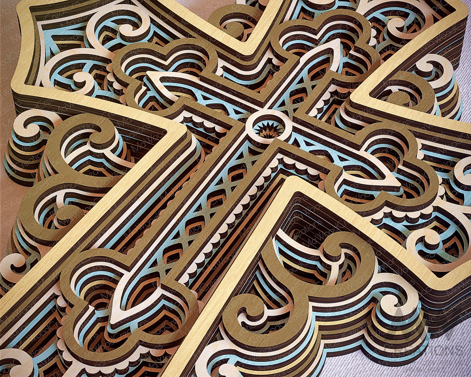 Laser Cut Cross SVG for Cricut, Glowforge Cross Svg, Multilayer Mandala ...