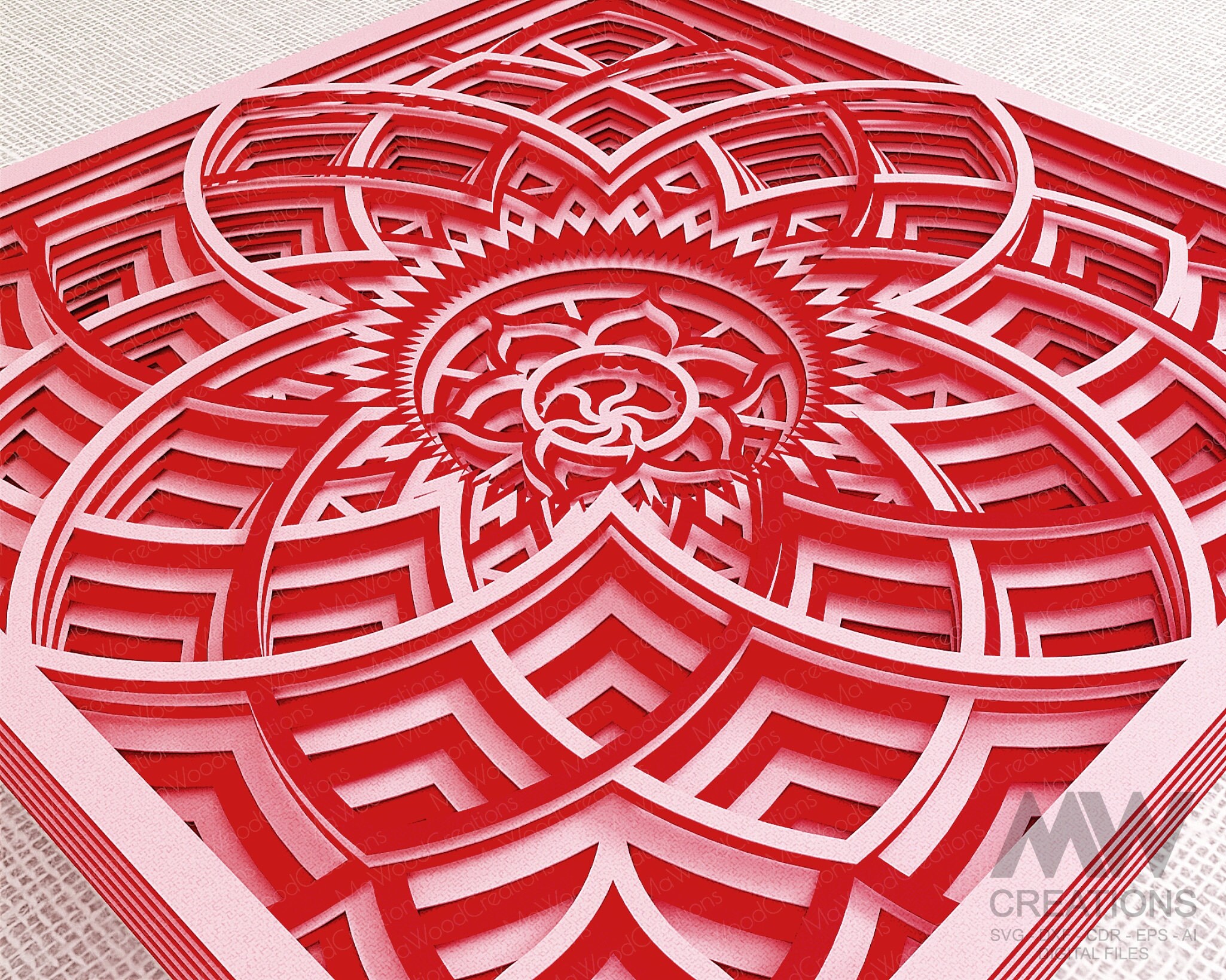 3D Layer Mandala SVG Flower Mandala Paper Cutting Template - Etsy