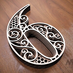 Layered Number 6, Layered Numbers SVG, Multilayer Number 6, Numbers SVG ...