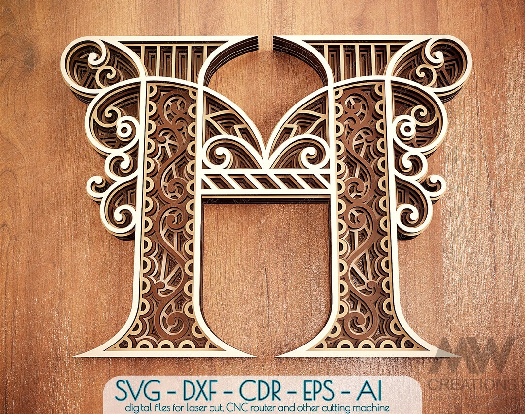 Layered Letter H, Layered Letters SVG, Multi Layer Letters, Letters SVG ...