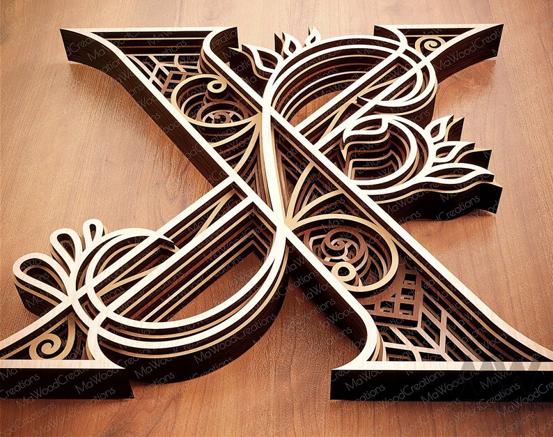 Layered Letter X Layered Letters SVG Multi Layer Letters - Etsy