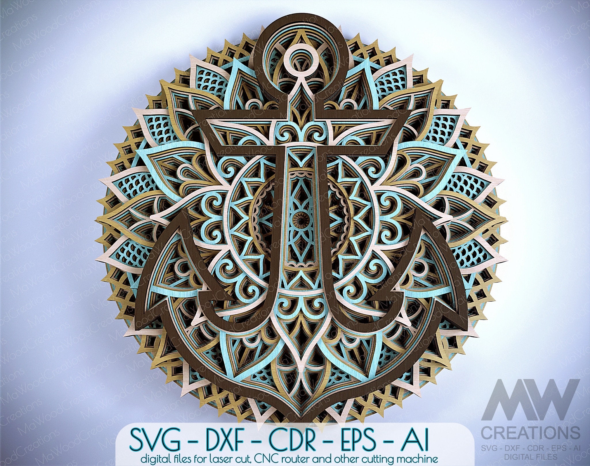 Anchor Multilayer SVG Dxf 3D SVG Anchor Mandala Cricut - Etsy