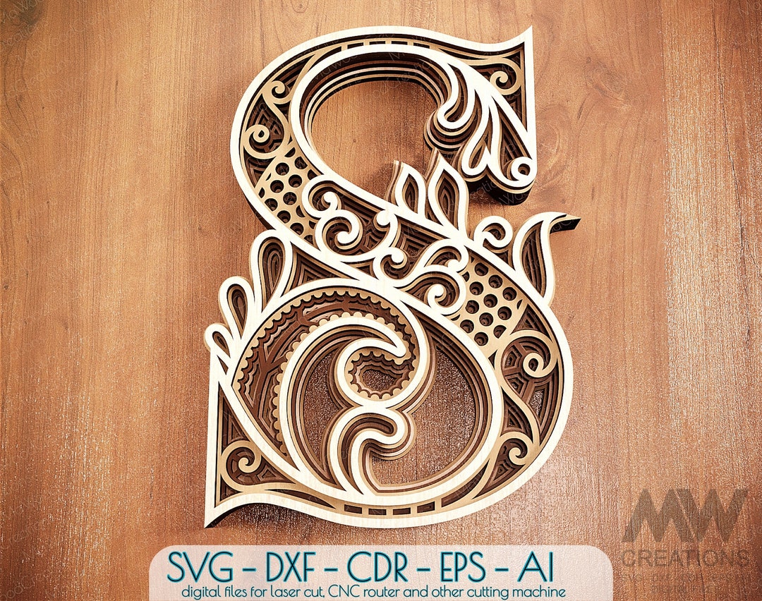 Letter S Laser Cut Multilayer Svg, Cricut Letters, Layered Letters SVG ...