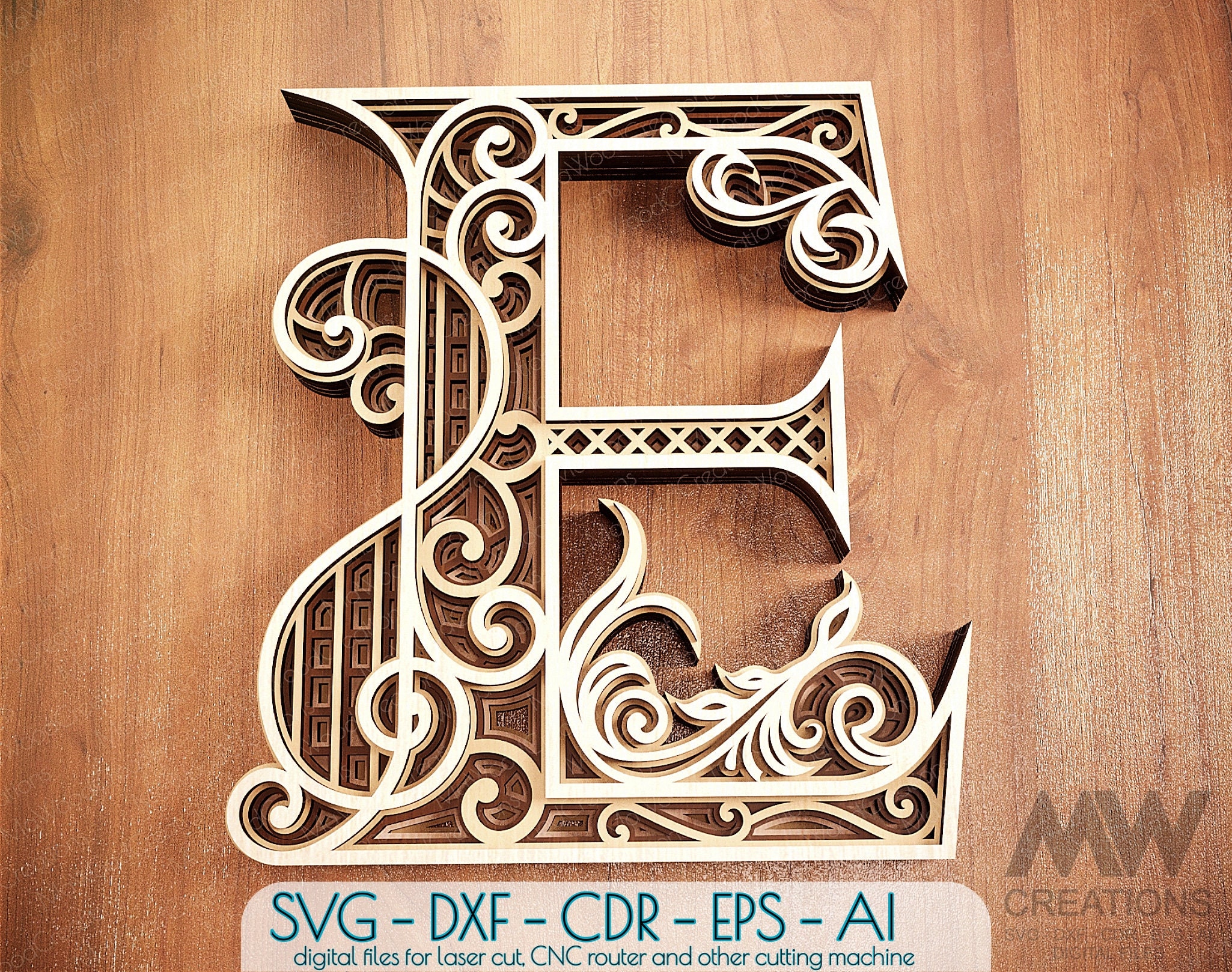Layered Letter E, Layered Letters SVG, Multi Layer Letters, Letters SVG ...