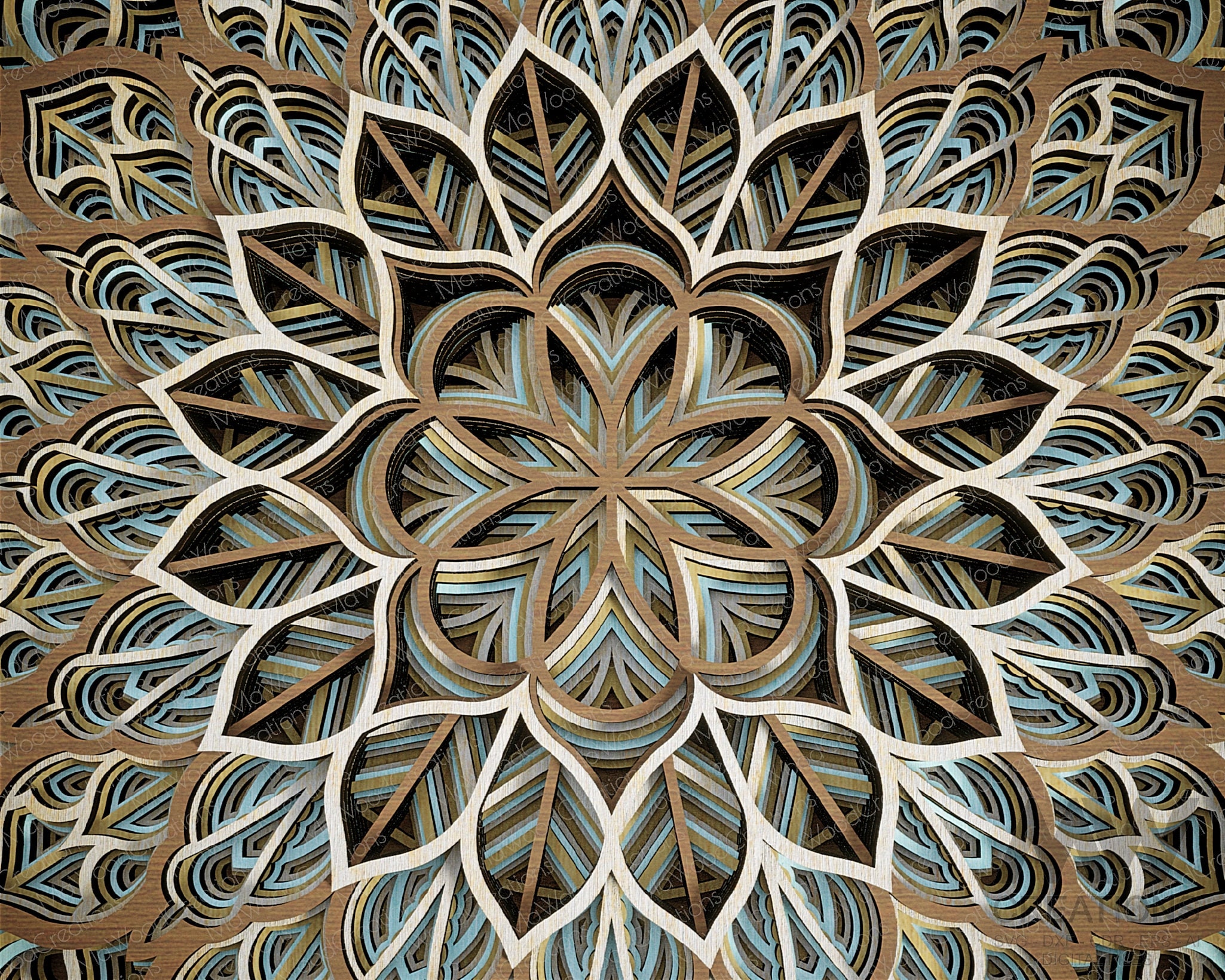 Laser Cut Layered Mandala SVG DXF, 3D Flower Mandala SVG, Multilayer ...