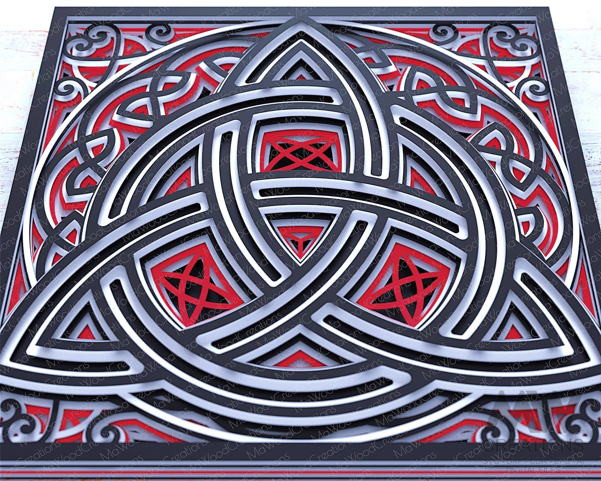 Celtic Trinity Knot Mandala SVG, Multilayer Triquetra Svg, 3d Celtic ...