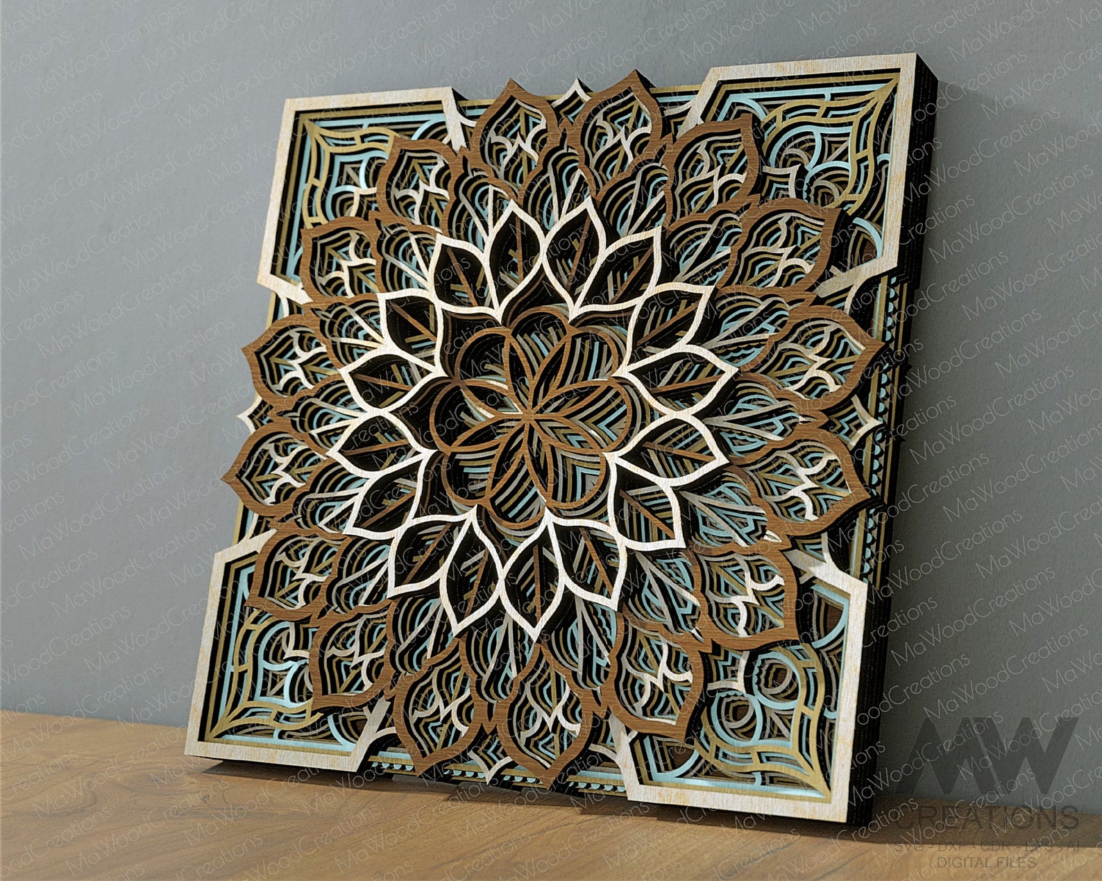 Laser Cut Layered Mandala SVG DXF, 3D Flower Mandala SVG, Multilayer ...