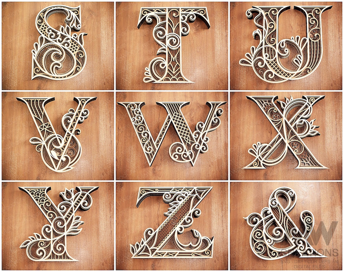 Multilayer Letters Bundle, A-Z Letters SVG Bundle, Laser Cut Letters ...