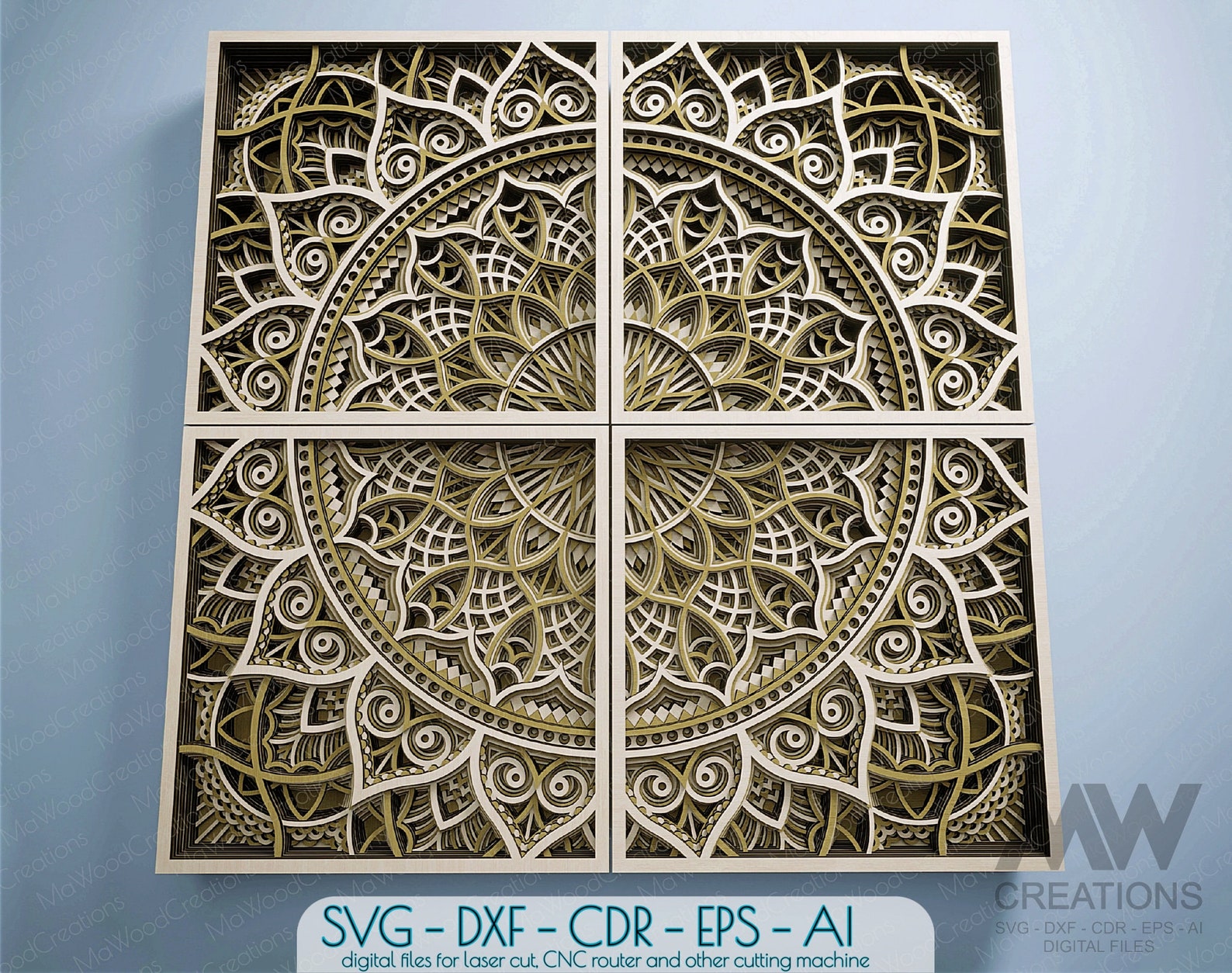 Laser Cut Multilayer Mandala SVG DXF, 3D Layer Mandala SVG, Modular ...