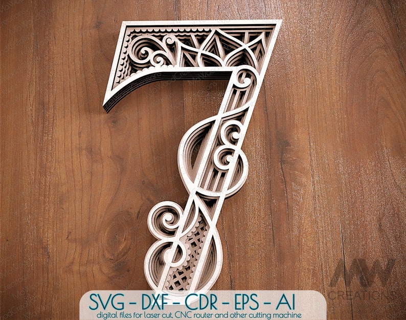Layered Number 7 Layered Numbers SVG Multilayer Number 7 - Etsy