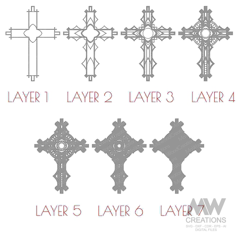3D Cross SVG, Multi Layer Cross SVG for Cricut, Laser Cut Layered Cross ...