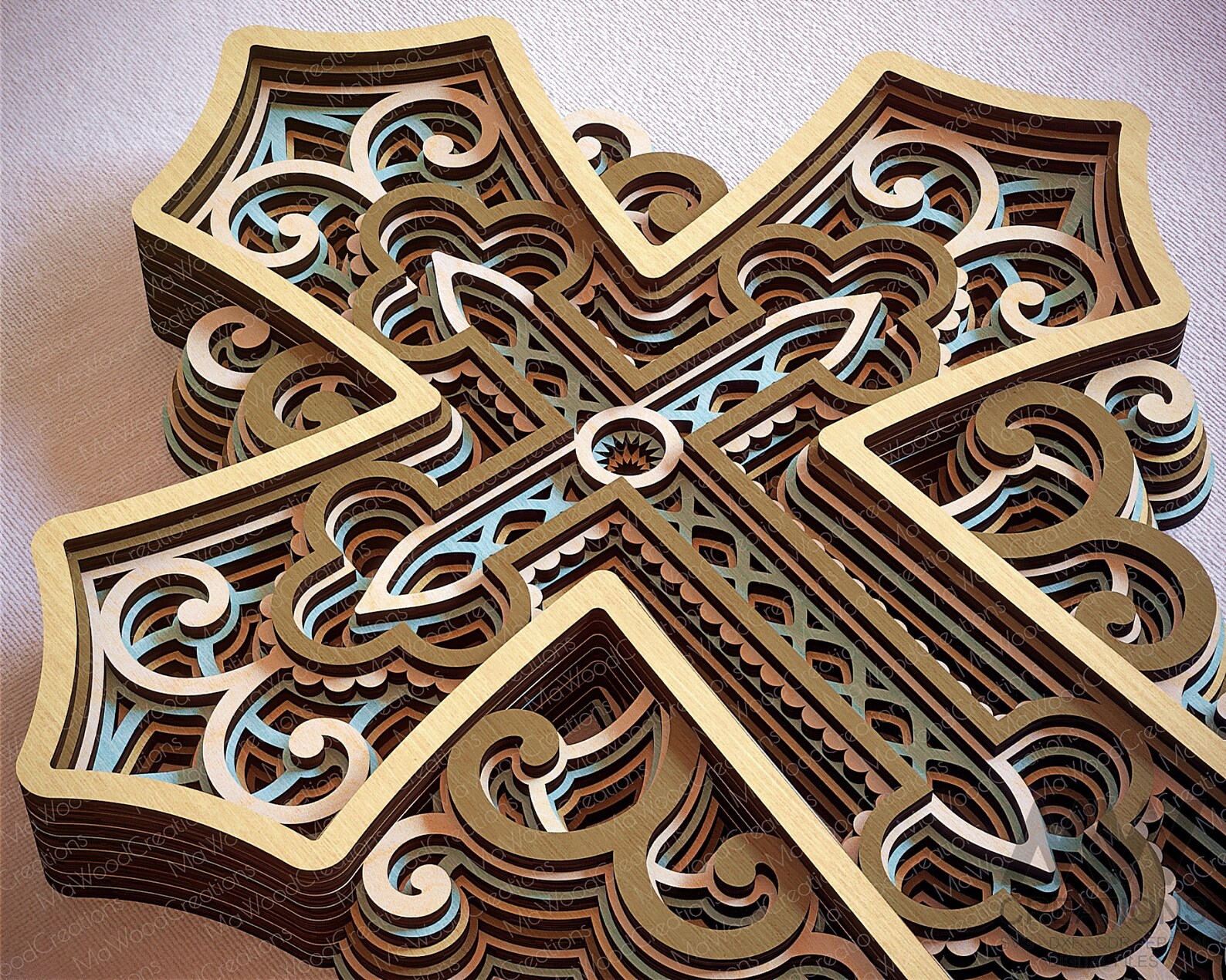 Laser Cut Cross SVG for Cricut, Glowforge Cross Svg, Multilayer Mandala ...
