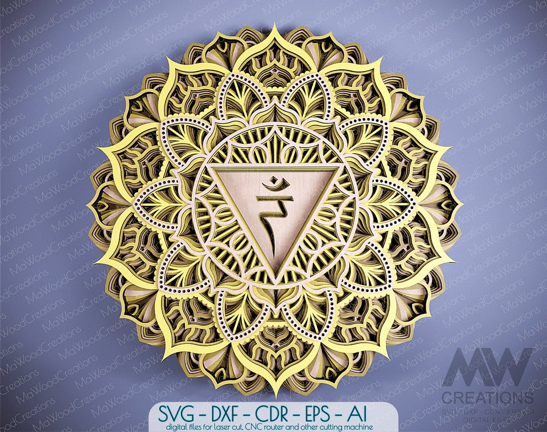 Solar Plexus Mandala SVG DXF, Manipura Chakra, Layered Mandala Files ...
