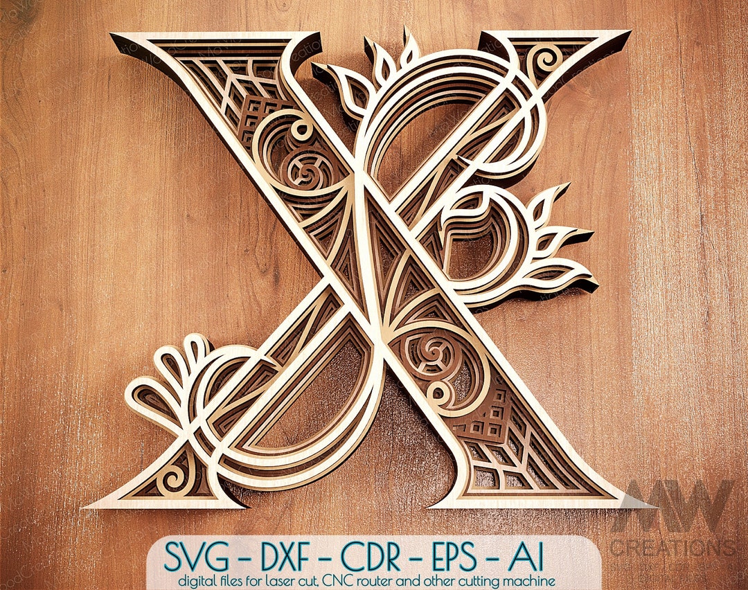 Layered Letter X, Layered Letters SVG, Multi Layer Letters, Letters SVG ...