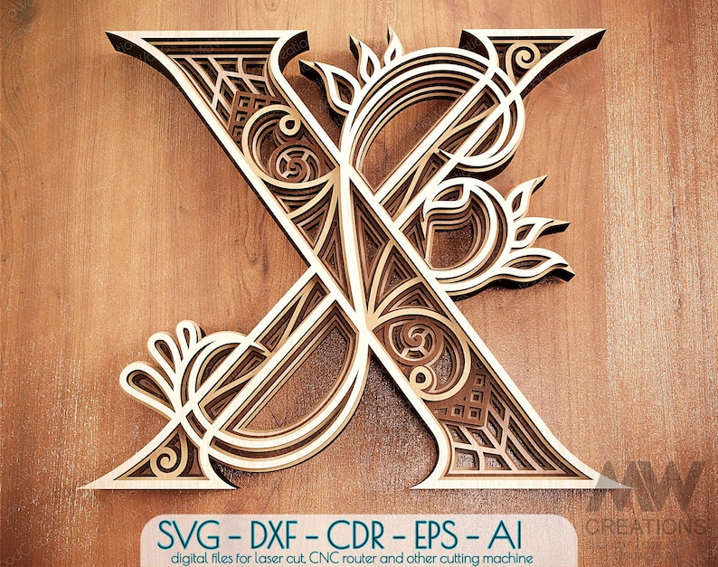 Layered Letter X Layered Letters SVG Multi Layer Letters - Etsy