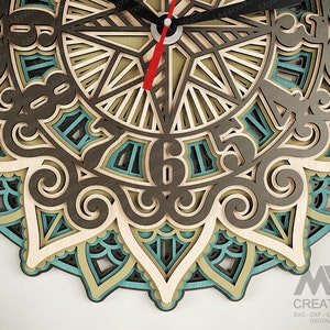 Multi Layer Clock Laser Cut Files, Mandala Clock Svg, 3d Svg Compass ...
