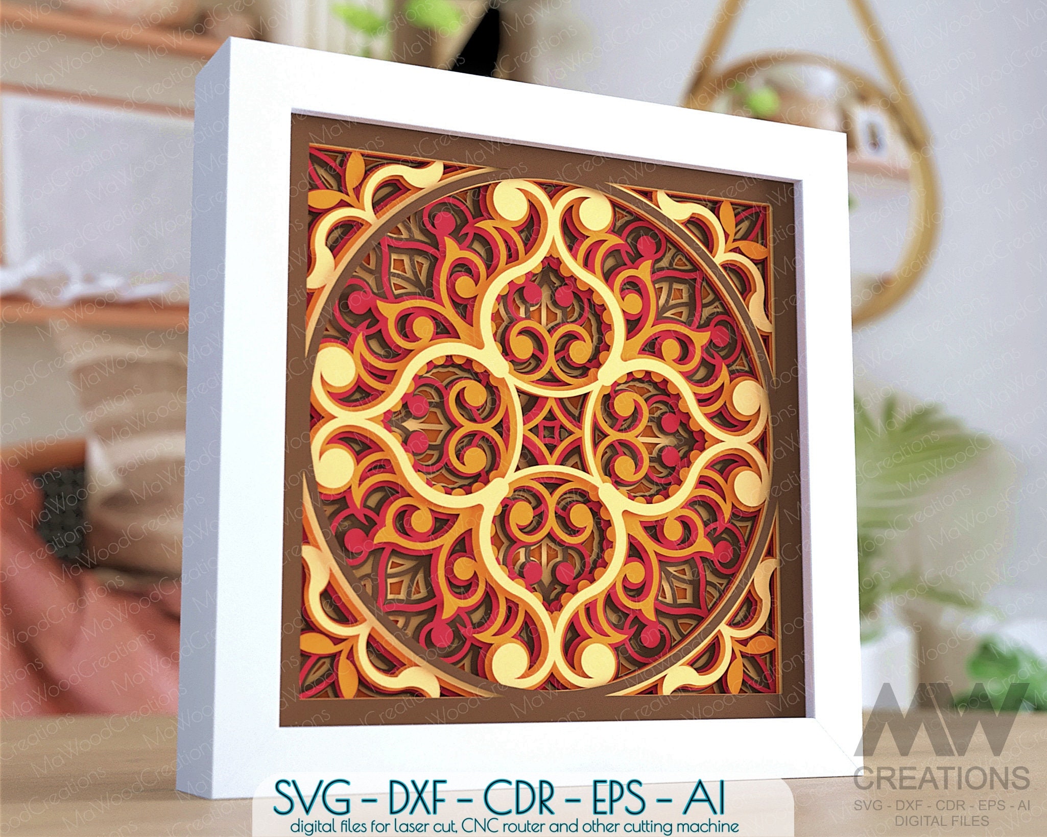 3D Layer Mandala SVG Flower Mandala Paper Cutting Template - Etsy