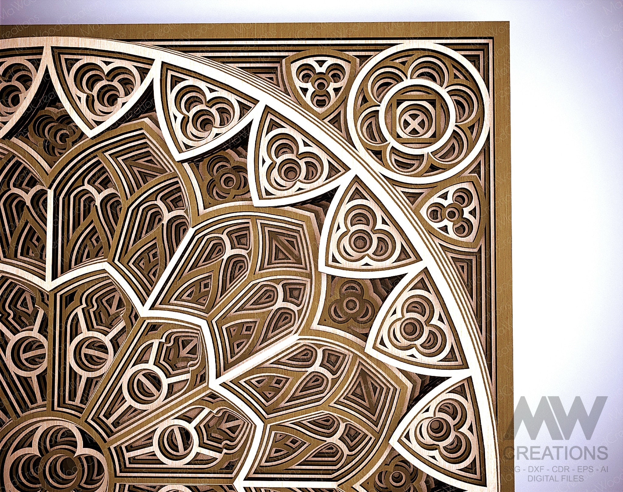 Layered Gothic Rose Window SVG Laser Cut Gothic Rose Mandala - Etsy