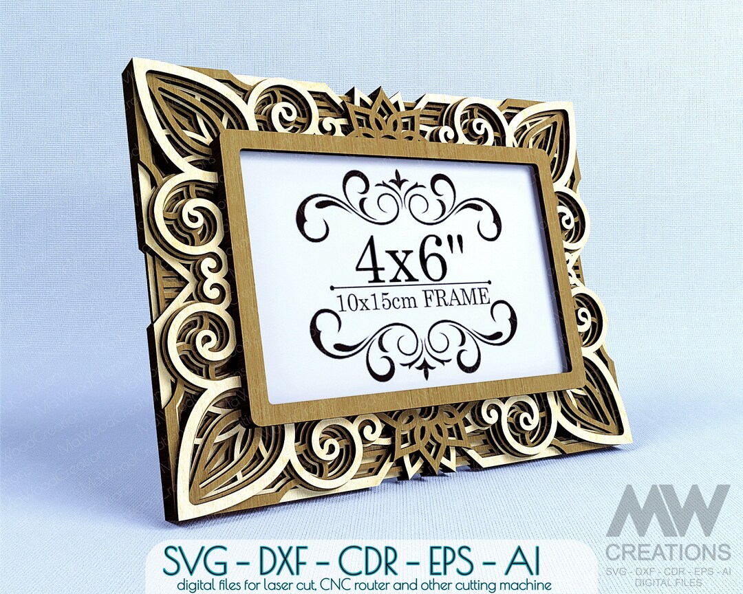 Multilayer Frame SVG DXF, 4x6 Photo Frame Svg, Laser Cut Picture Frame ...