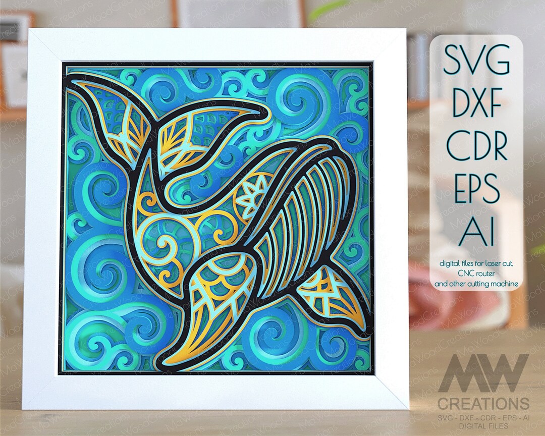 3d Layered Whale Svg, Whale Shadowbox Svg Paper Cut, Whale Mandala ...