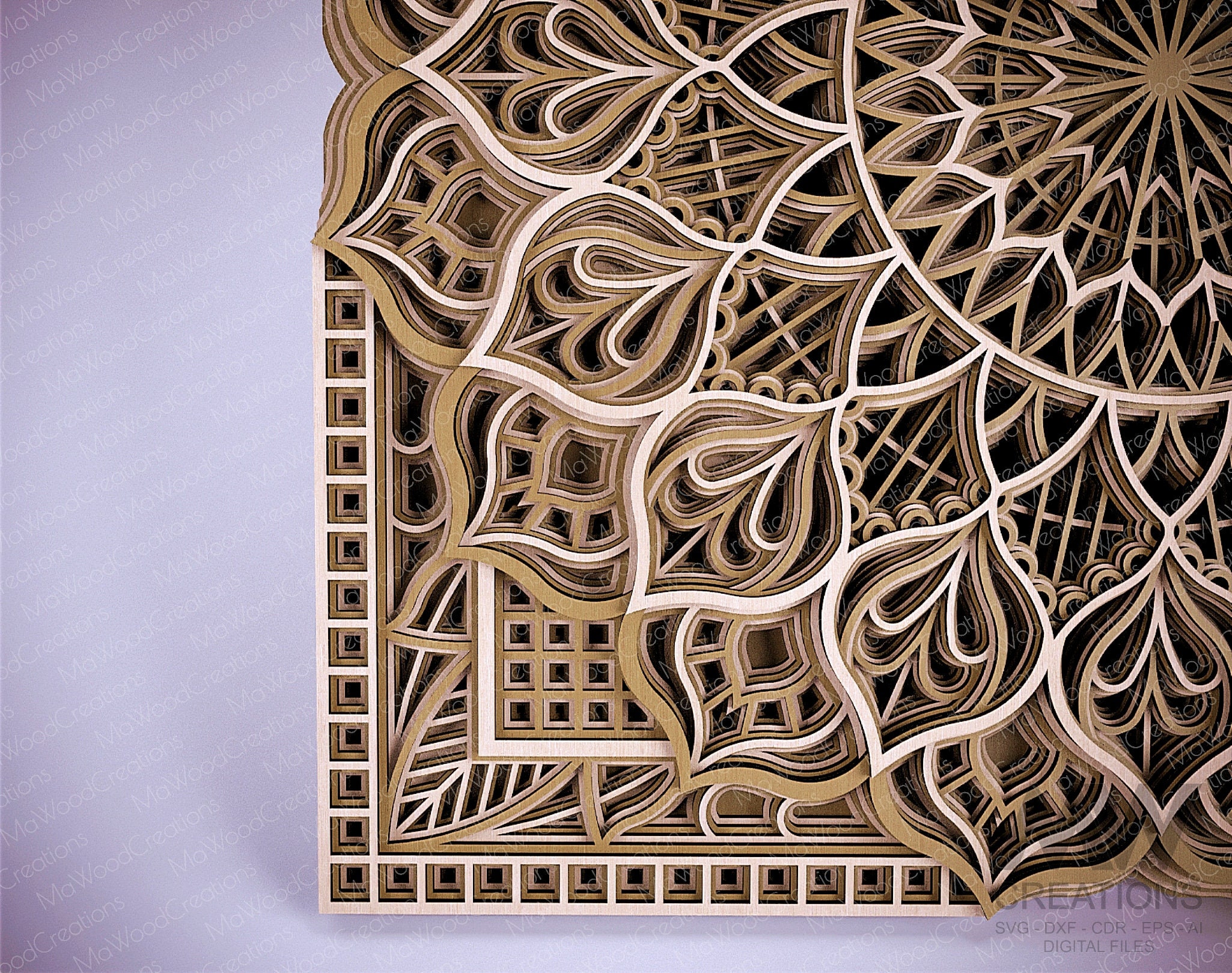 3D Layer Mandala SVG Laser Cut Multi Layer Mandala DXF - Etsy