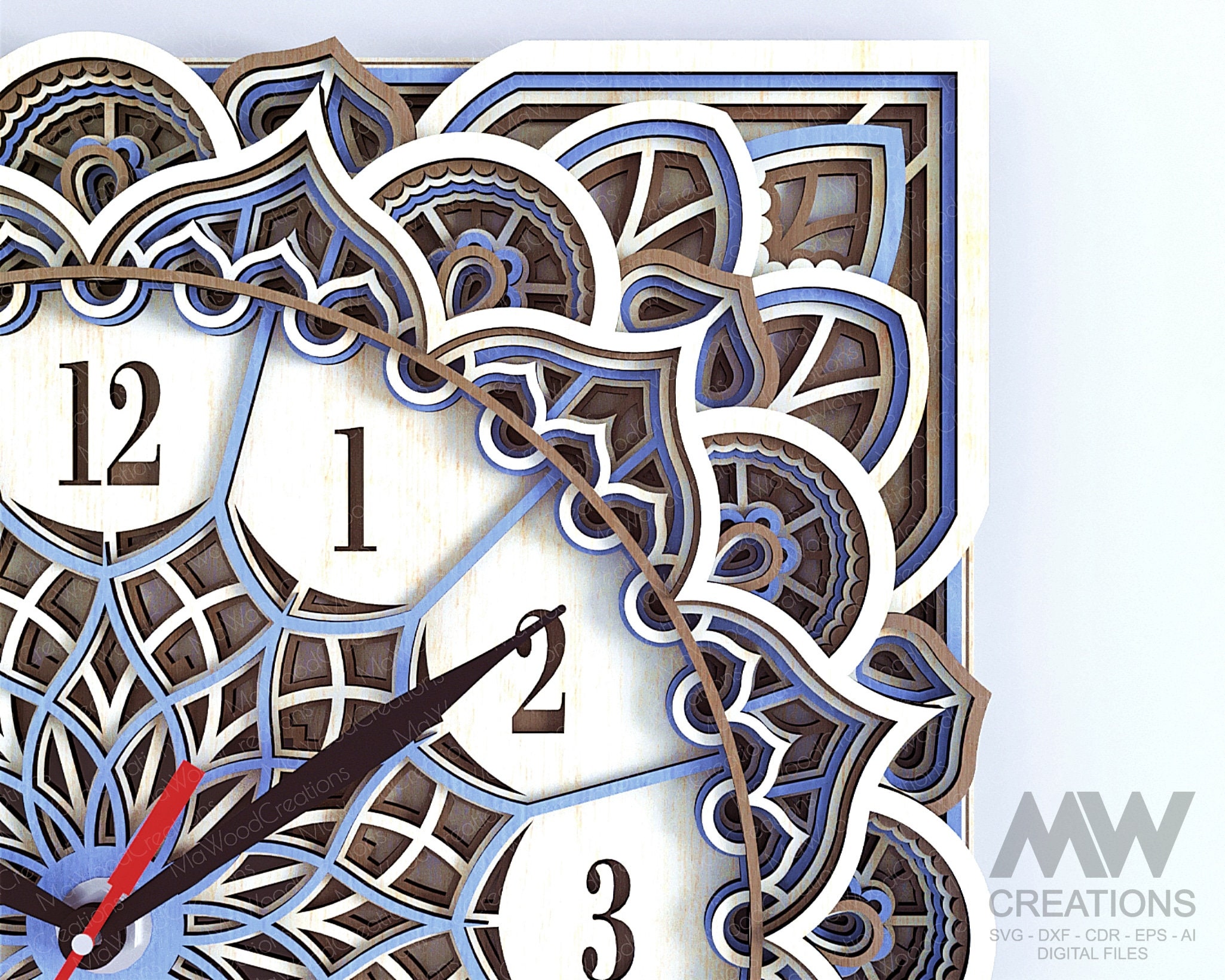 7 Layer Mandala Clock Svg 3d Layer Svg Clock Multi Layer - Etsy Canada