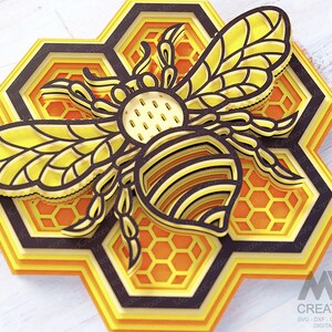 3d Layered Bee SVG, 3d Svg Bee, Layered Honeycomb Svg for Shadow Box ...