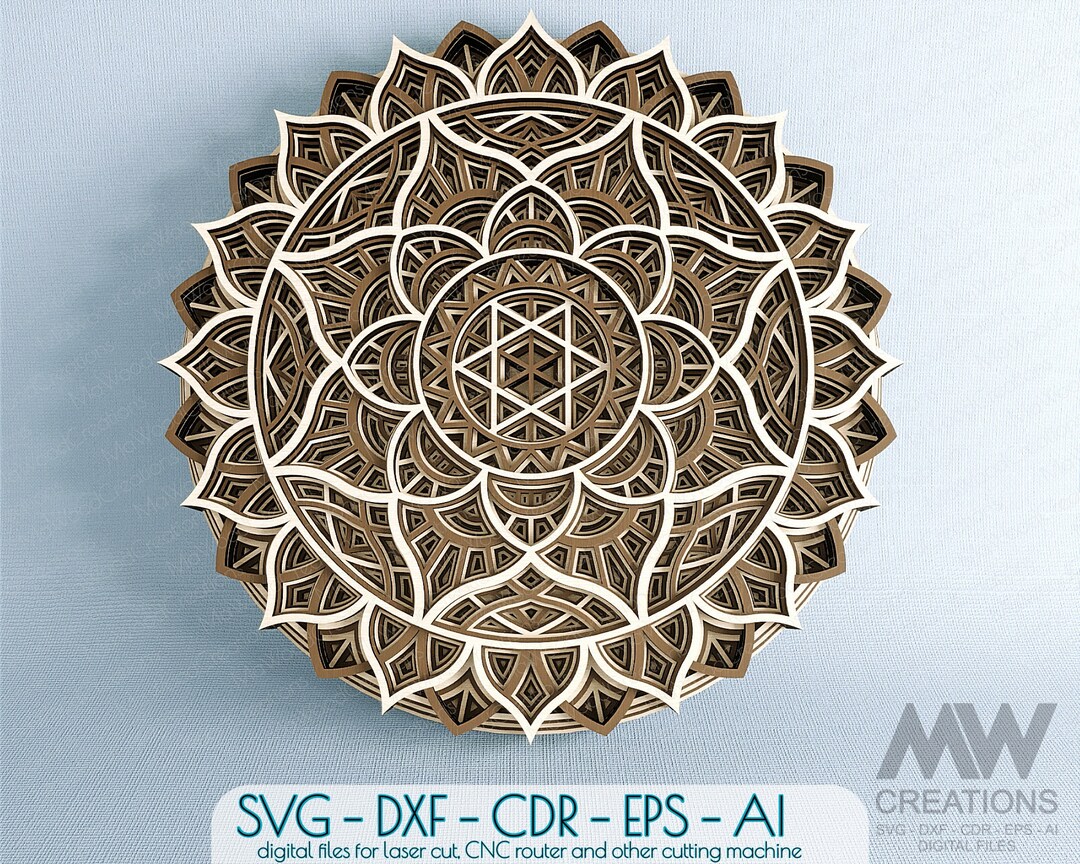 7 Layer Mandala SVG File, 3D Layer Mandala SVG, Layered Mandala Laser ...