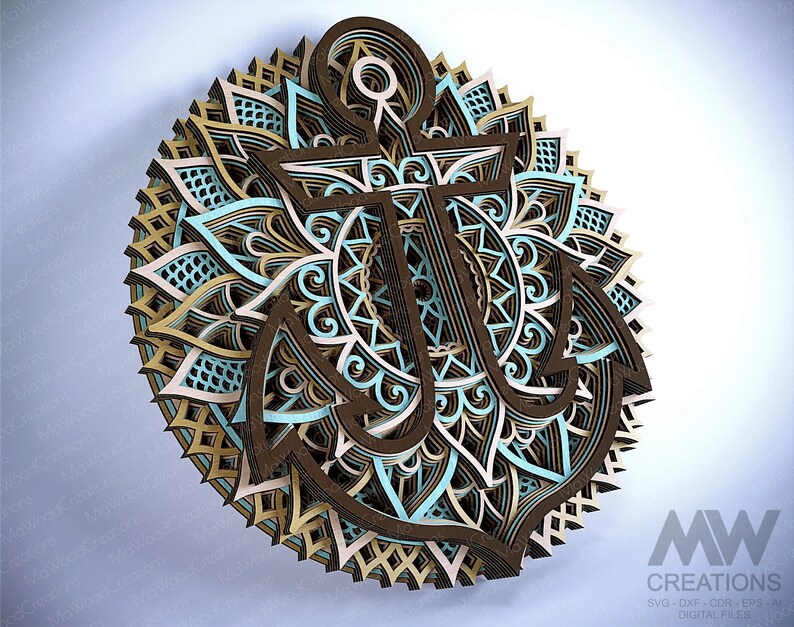 Anchor Multilayer SVG Dxf 3D SVG Anchor Mandala Cricut - Etsy