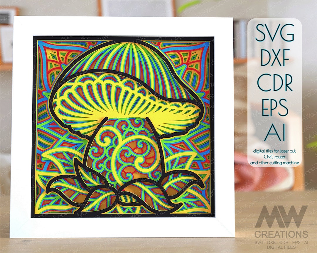 3D Layer Mushroom Mandala SVG, Mushroom Mandala Paper Cutting Template ...