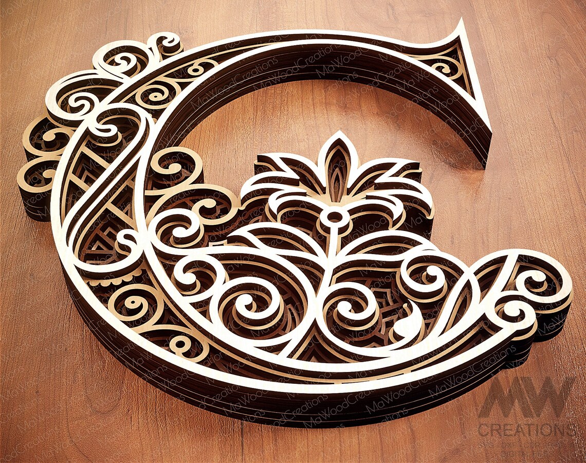 Layered Letter C Layered Letters SVG Multi Layer Letters - Etsy