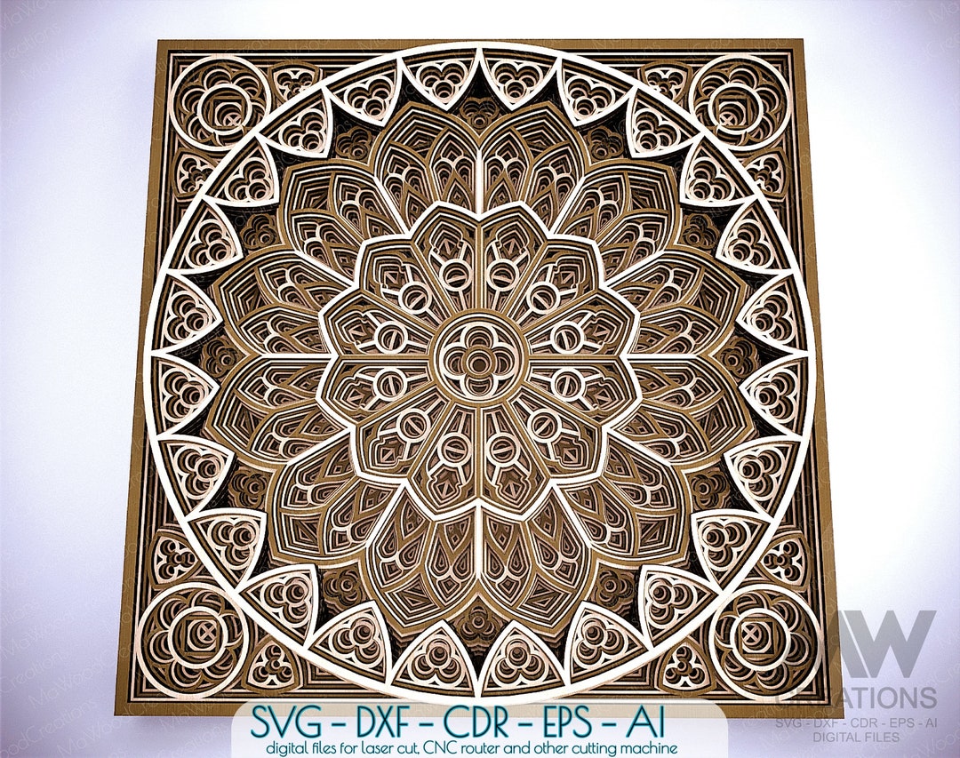 Layered Gothic Rose Window SVG, Laser Cut Gothic Rose Mandala SVG Dxf ...