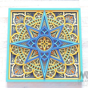 Compass Mandala SVG Dxf, Layered Compass Svg, Shadowbox Compass Paper ...