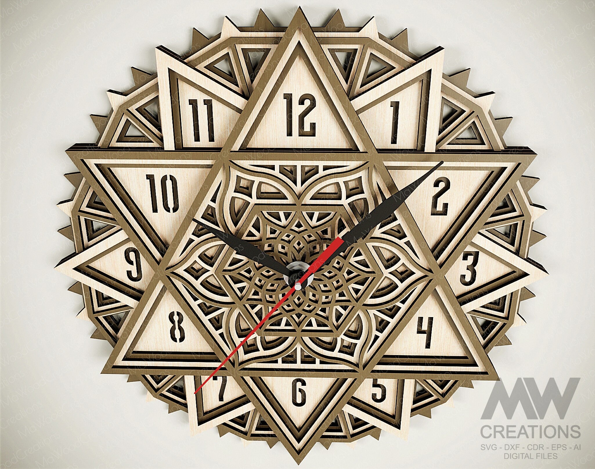 Multi Layer Clock Svg Mandala Clock SVG Dxf Laser Cut Clock - Etsy
