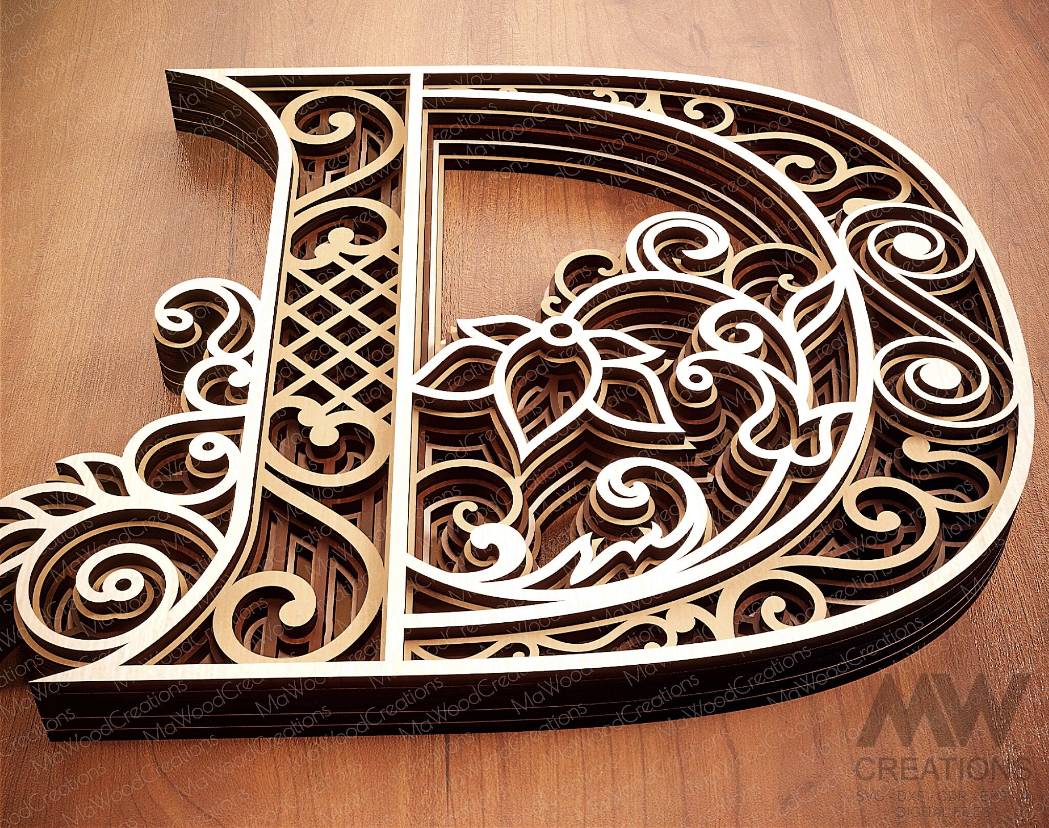 Layered Letter D, Layered Letters SVG, Multi Layer Letters, Letters SVG ...