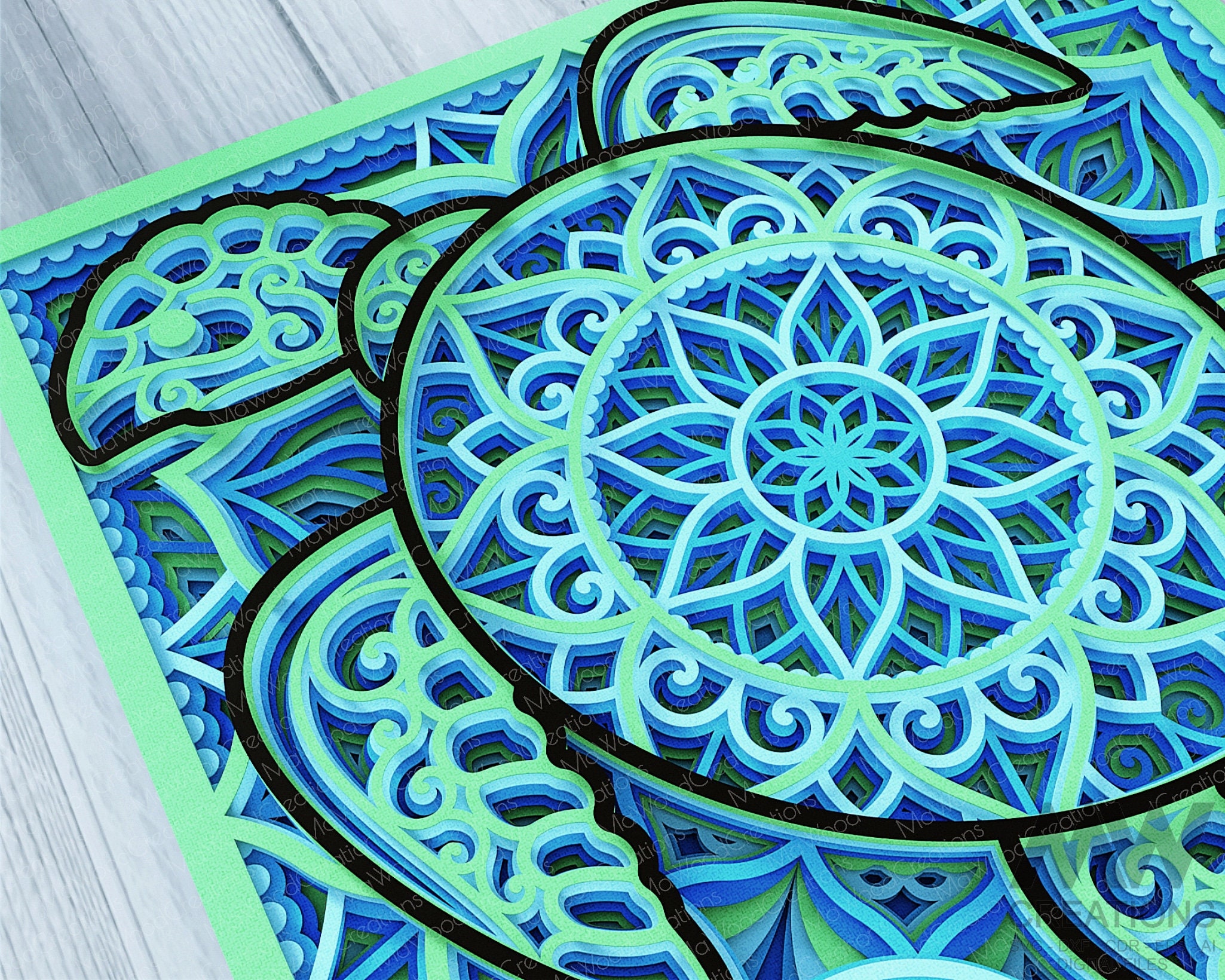 Layered Turtle Mandala SVG Dxf 3D Turtle Svg Multi-layer - Etsy